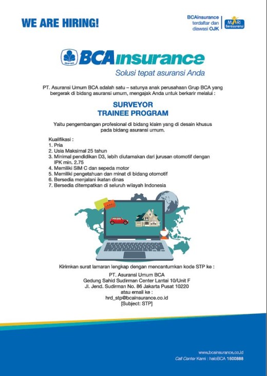 BCA Insurance Job Vacancy - Universitas Pembangunan Nasional Veteran ...